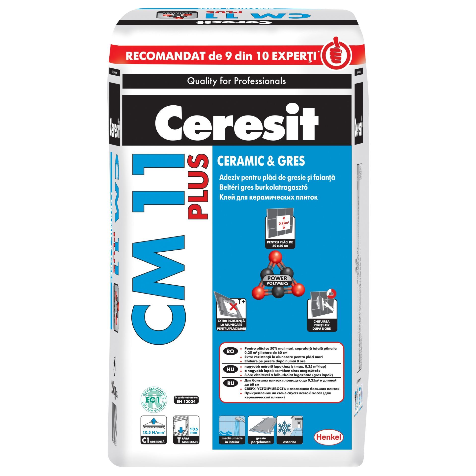 Adeziv pentru gresie si faianta Ceresit CM 11, interior / exterior,