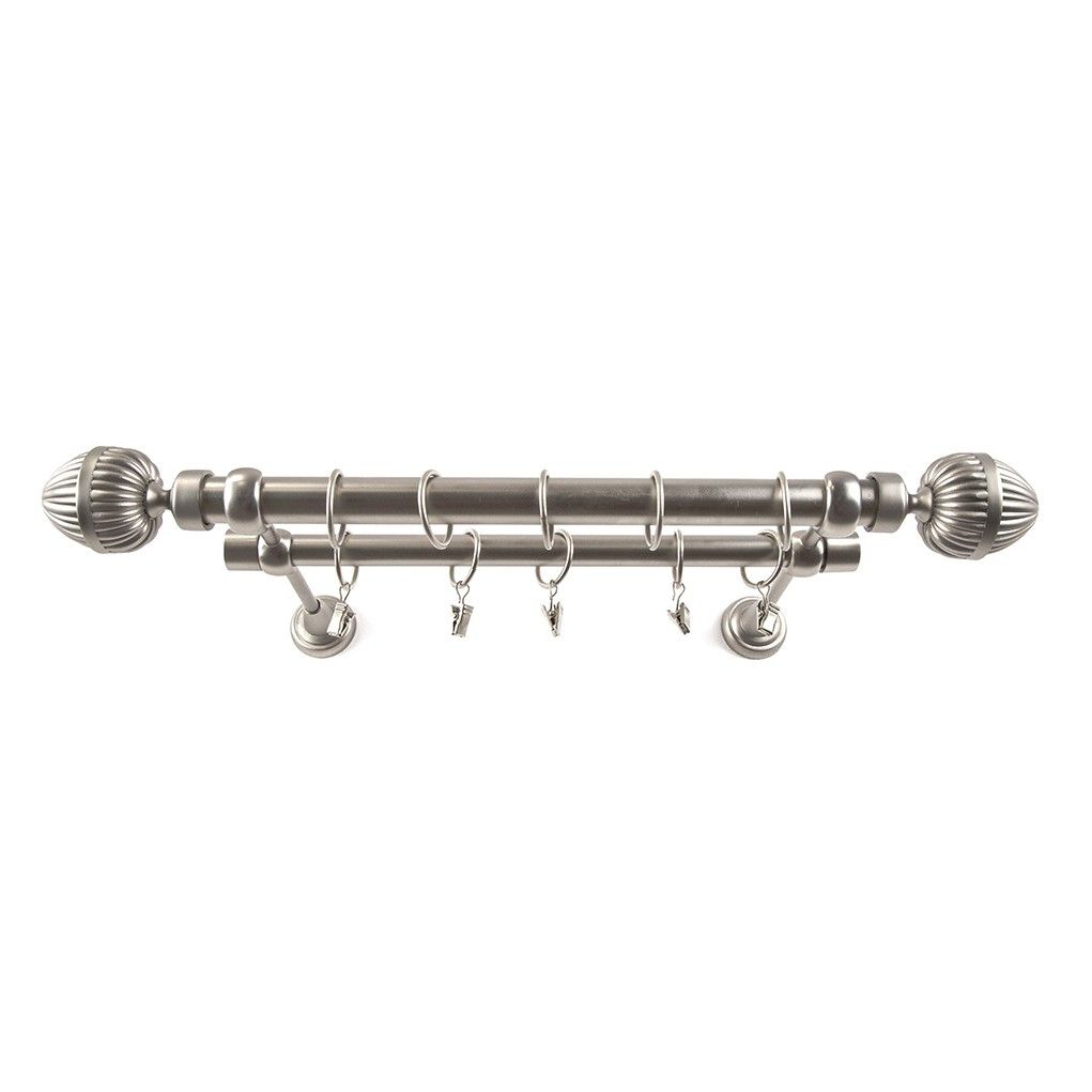 Galerii perdele, sine KIT galerie metalica dubla 240CM Inox 19/25mm
