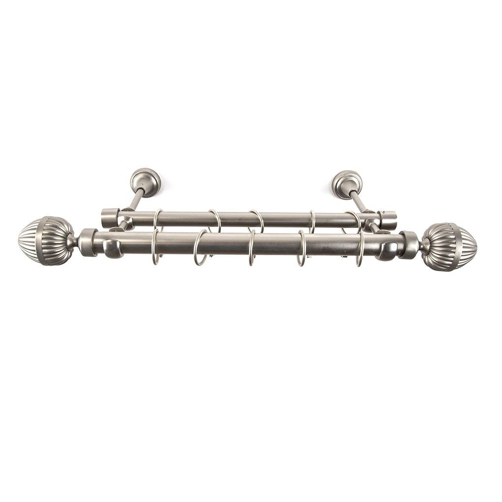 Galerii perdele, sine KIT galerie metalica dubla 300CM Inox 19/25mm