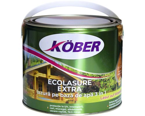 Lac / lazura 3 in 1 pentru lemn, Kober Ecolasure Extra, stejar gri, L