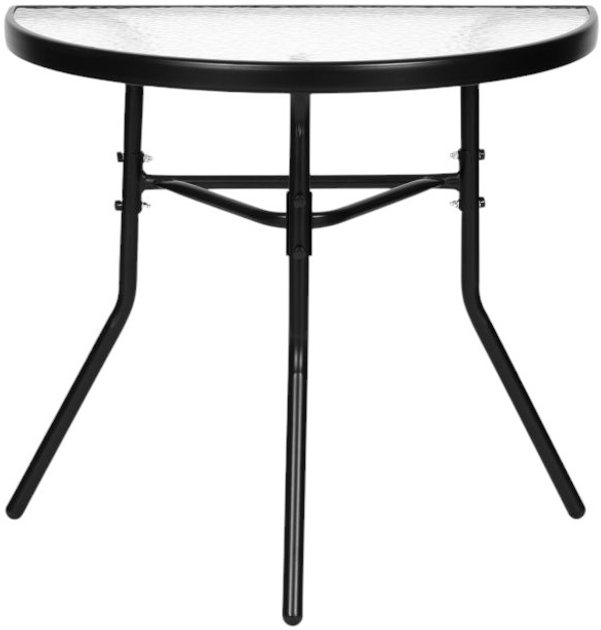 Masuta cafea sticla pentru balcon terasa semicirculara neagra SC-090