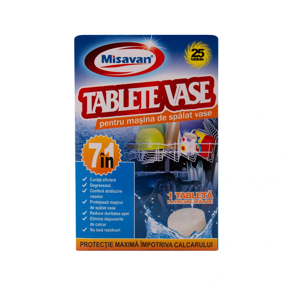 Set 25 Tablete de Detergent Misavan pentru Masina Spalat Vase 7 in 1