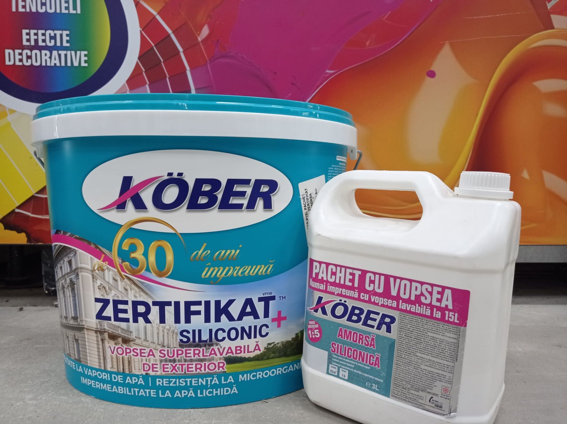 Vopsea lavabila interior, Kober Zertifikat Plus, alba, 15 L + amorsa