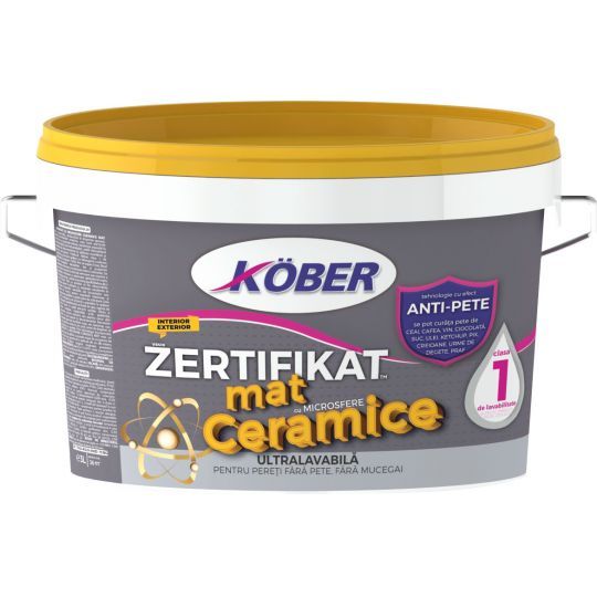 Vopsea ultralavabila Zertifikat cu microsfere ceramice, mat, alba,