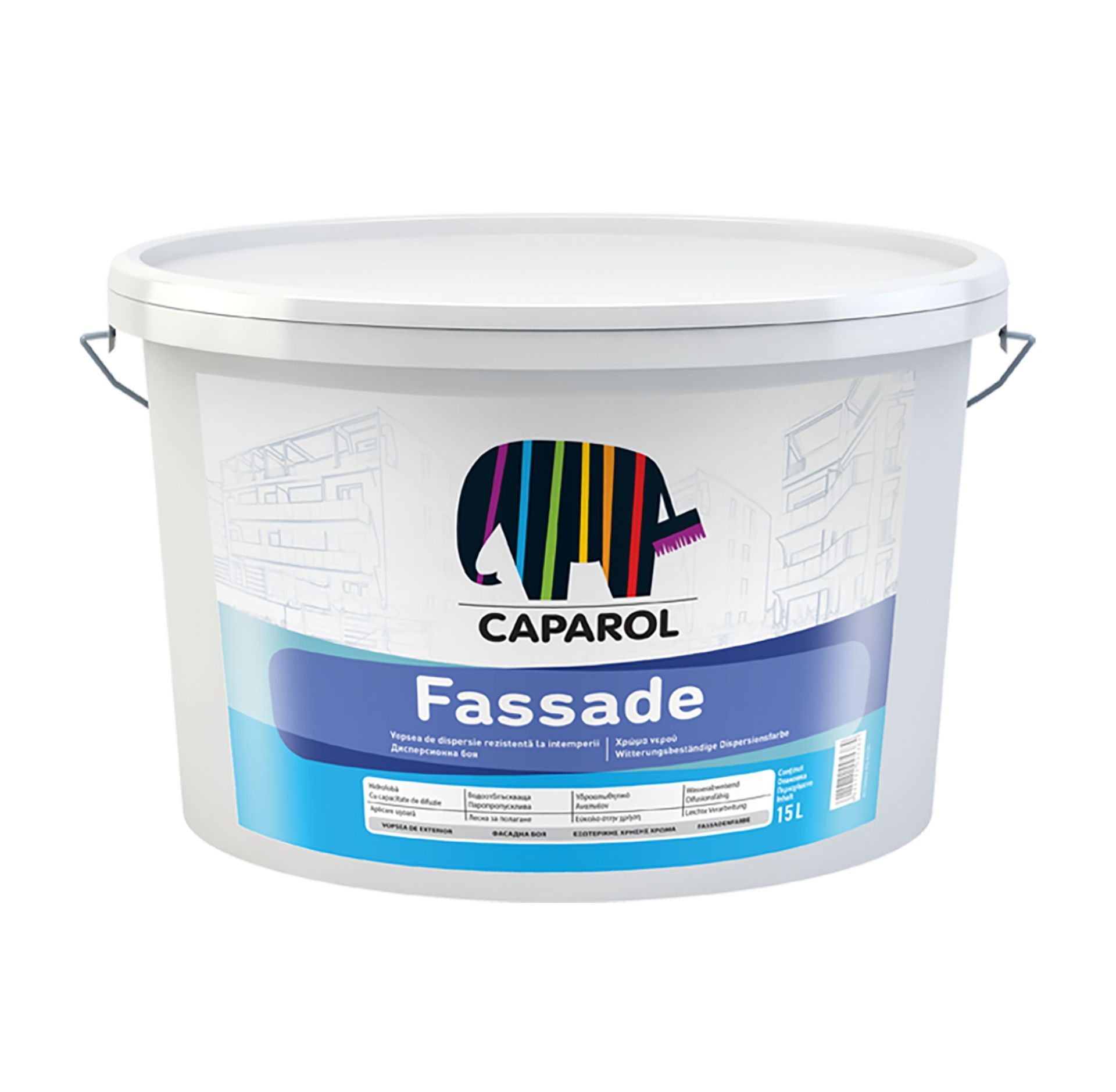 Vopsea lavabila exterior Caparol Fassade, alb, 15 l